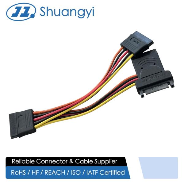 Quality SATA 15Pin Power Connector Y Splitter Cable – 1 to 2 Female Electrical Wire Harness for HDD / SSD / Server Power Distribution for sale