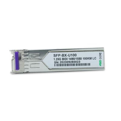 Cina Modulo trasmettitore BiDi Super Long Haul 1.25 G SFP Modulo LC Connector Single Mode 100km 1490nm TX / 1550nm RX Modulo trasmettitore in vendita