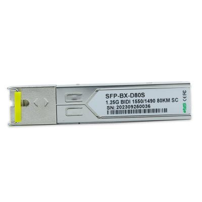 Cina Cisco Compatibile 1G Transceiver 1.25GBASE BiDi SFP SC Connector SMF 80km Raggiungere 1490nm 1550nm TX RX SFP in vendita