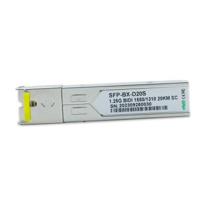 Cina Juniper Compatibile 1G Fibra SFP 1.25GBASE BiDi SFP SC Connector SMF 20km Raggiungere 1550nm TX / 1310nm RX Trasmettitori in vendita