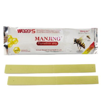 China Wangshi Manjing Flumethrin Strip Bee Medicine for Varroa Mite Treatment with Slow-release Design and 20 Strips per Bag for Apiary Use for sale