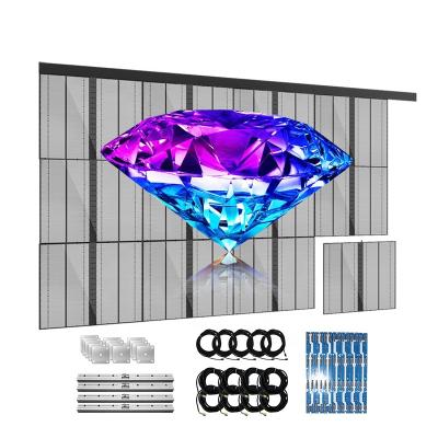 China High Quality Glass Clear Windows Curtain Ledwall Screen P3.91 Transparent Led Video Wall for Jewelry Shop Advertising Display for sale