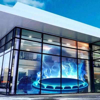 China High Performance 4S Store Glass Windows Advertising Video Wall Display P3.91 P7.81 High Resolution Transparent Led Screen for sale