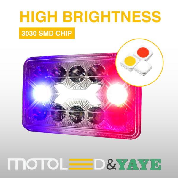 Quality 4x6 inch Cg125 125cc Red Blue Motorcycle Led Light Headlights with Plastic for sale
