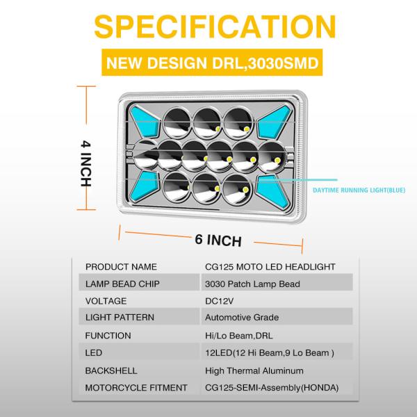 Quality 575*350*295 mm YAYE CG125 DC12V Motorcycle LED Headlight Bulb with DRL / Turn for sale