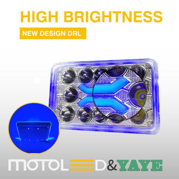 Quality DC12V Cg125 125cc Dual Color White Amber Glass Lampshade LED Headlights 4x6 inch for sale
