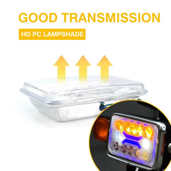 Quality DC12V Cg125 125cc Dual Color White Amber Glass Lampshade LED Headlights 4x6 inch for sale