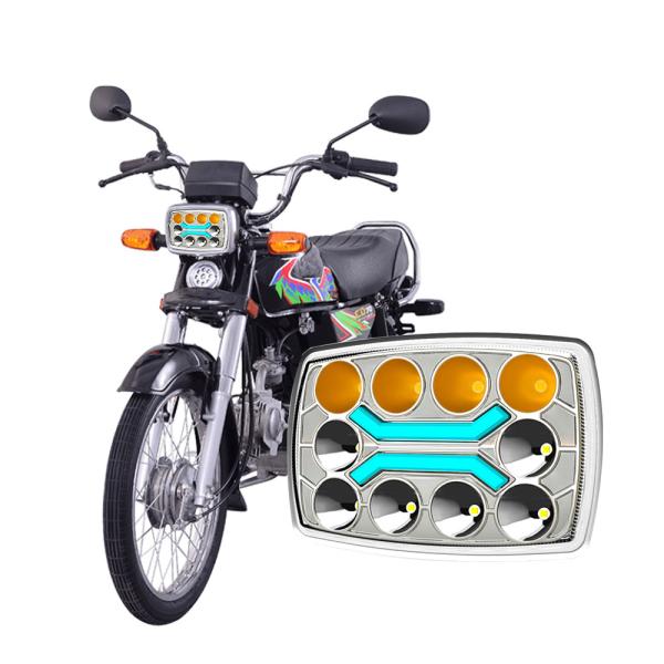 Quality IP67 Yellow White High Beam White Low Beam DRL Motorcycle LED Headlight Semi-assembly for sale