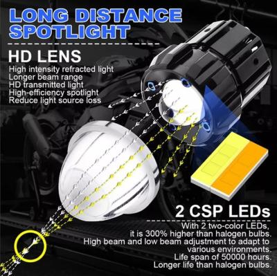 China Motorcycle Optical LED Lens Headlight IP67 LED External Spotlight 3000k/6500k/8000k for sale