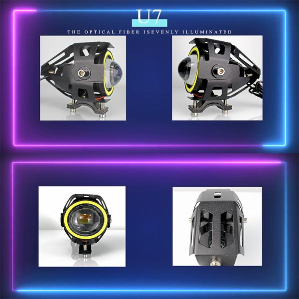 Quality Angel Eye LED Projector Lens Headlight High Beam Light U7 Motorcycle Spotlight for sale