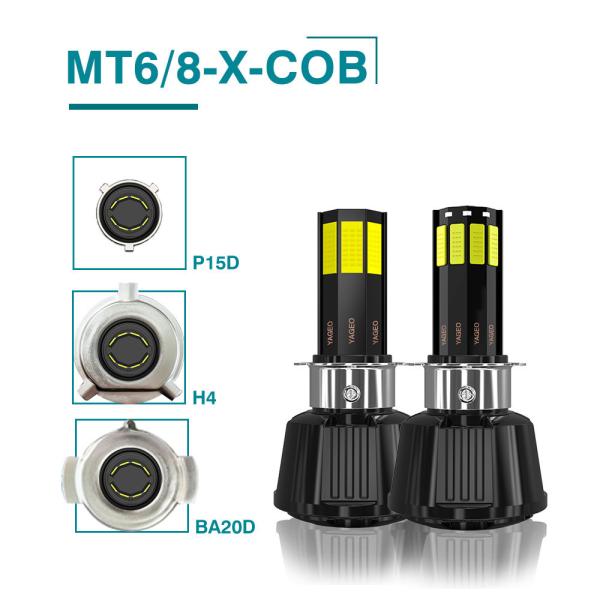 Quality AC DC 8-80V H4 Ba20d HS1 H6 P15D COB Motorcycle Headlight Bulb White Yellow Blue for sale