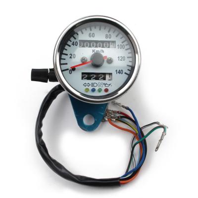 China New Retro Modified 12v Three Light Two Mileage LED Digital Instrument Display Waterproof Motorcycle Speedometer for sale