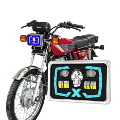 China YAYE CG125 Semi-assembly Red Skull DRL Optical Projector Lens Motorcycle LED Accessory Headlight for sale