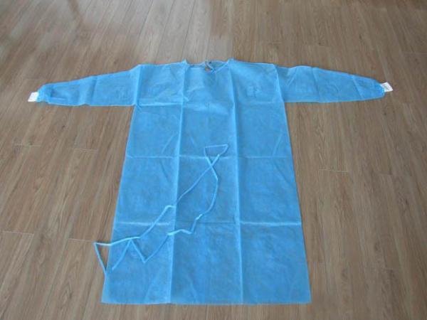 Quality Nonwoven SMS / PP + PE Disposable Medical Gowns / Surgical Isolation Patient Coat  S M L XL for sale
