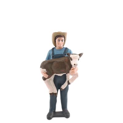 Cina Agricoltori di vitelli Persone al lavoro Modello giocattolo Fingere professionisti Figurine Carriera Figurine Giocattoli per ragazzi Ragazze Bambini in vendita