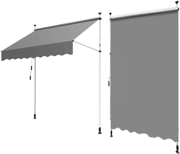 Quality Polyester Fabric Balcony Manual Gearbox Awning with Gray Frame and Anti-UV for sale