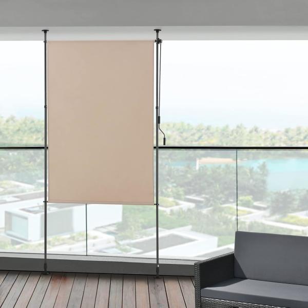 Powder Coated 200x270cm Vertical Awning Water Resistant Grey Fabric for Balcony Garden