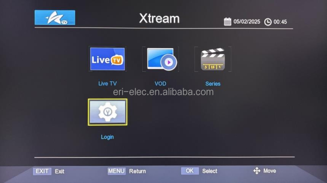 Xtream APP menu