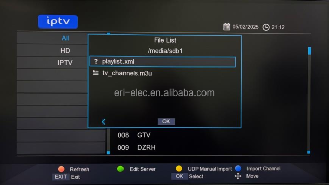 USB channel import feature