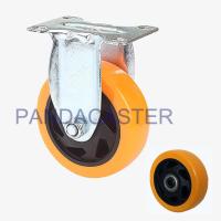 China Durable Rigid Fixed Medium Duty Casters  4 Inch Polyurethane Wheels for sale