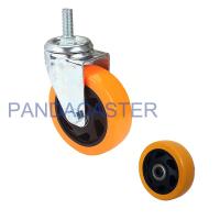 China Orange Polyurethane Screw Stem Casters , Swivel Caster Wheels for sale