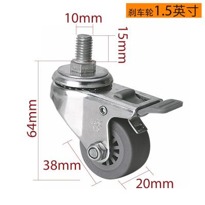 Cina Mini Duty TPE Casters in acciaio inossidabile 1.5 pollici 45 kg carico ruote a filo S2615S-53 in vendita