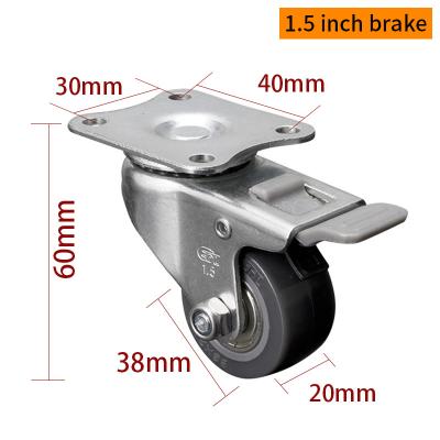 China 1.5 Inch Swivel Caster Wheels , Small Castor Wheels With Brakes for sale