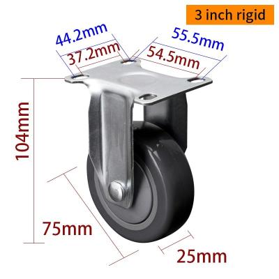China 3 Inch 75mm Light Duty Casters 80kg Plate By Rigid Swivel / Brake Type for sale