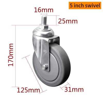 China Zinc Coating Medium Duty Caster Wheels 5 Inch Swivel Caster With Brake for sale