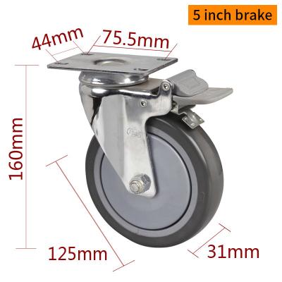 China Industrial Swivel Plate Caster Wheels 5 Inch Castor Wheels 125mm for sale