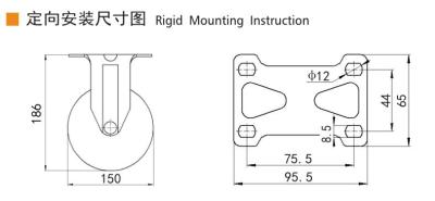 Cina EDL Industrial Plate Swivel Casters 150 mm 6 pollici 130 kg carico rivestimento in cromo in vendita