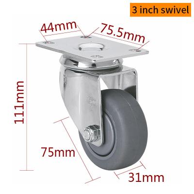 Cina TPE Industrial Metal Casters 3 pollici 75 mm ruote di caster 5723P-57 in vendita
