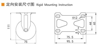 Cina TPE Industrial Metal Casters 3 pollici 75 mm ruote di caster 5723P-57 in vendita