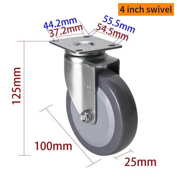 Quality Commercial / Industrial Light Duty Casters 4 Inch Swivel Wheels for sale