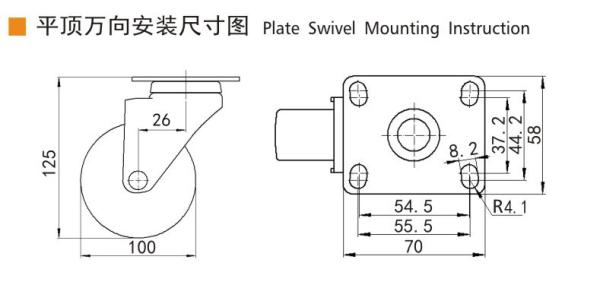 Quality Commercial / Industrial Light Duty Casters 4 Inch Swivel Wheels for sale