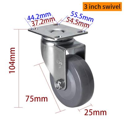 China Grey Light Duty 3 Inch Caster Wheels With Brakes  RoHS Approved for sale