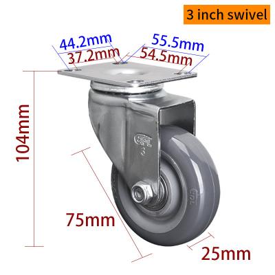 Cina 80 kg di carico Caster leggeri rivestiti di zinco Caster girevoli da 3 pollici 363P-76 in vendita
