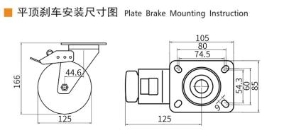 Cina EDL Medium Duty 5inch Caster TPA Plate per rigido, girevole e freno Tipo 250kg 665P-26 in vendita
