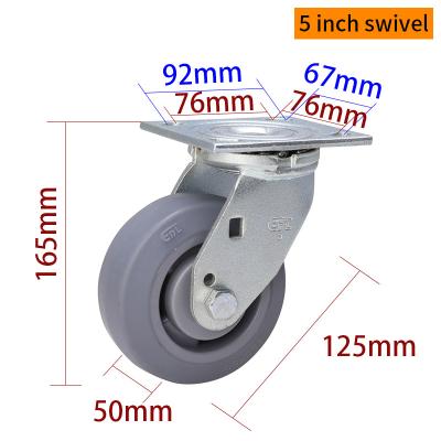 China 125mm Heavy Duty Casters 5 Inch Swivel Casters With Brake 735-56 for sale