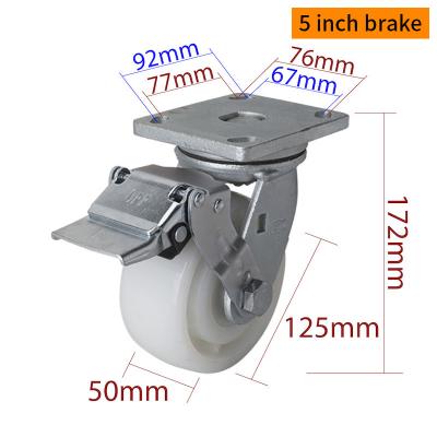 China 125 mm rieten wielen, 5 inch zware draaibalen met rem. Te koop