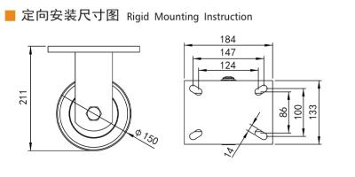 China 6 Inch 150mm Extra heavy Duty Casters Wheels 1300kg Load 936-86A for sale