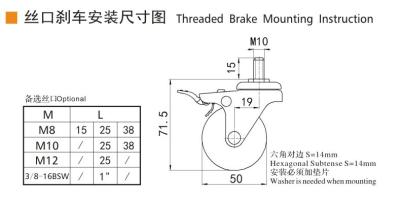 Cina TPU Tread Mini Caster Wheels 2 Inch 40kg 50mm Rivoltibile in vendita