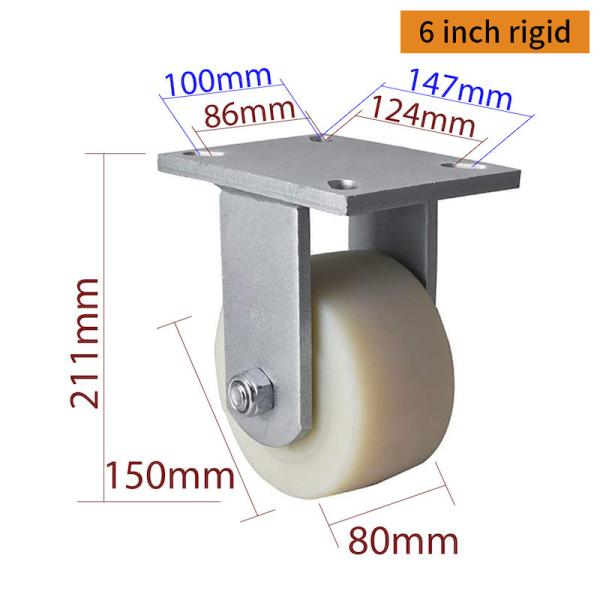 Quality Large Heavy Duty Caster Wheels 6 Inch 150mm Plate MC Caster By Rigid Swivel / for sale