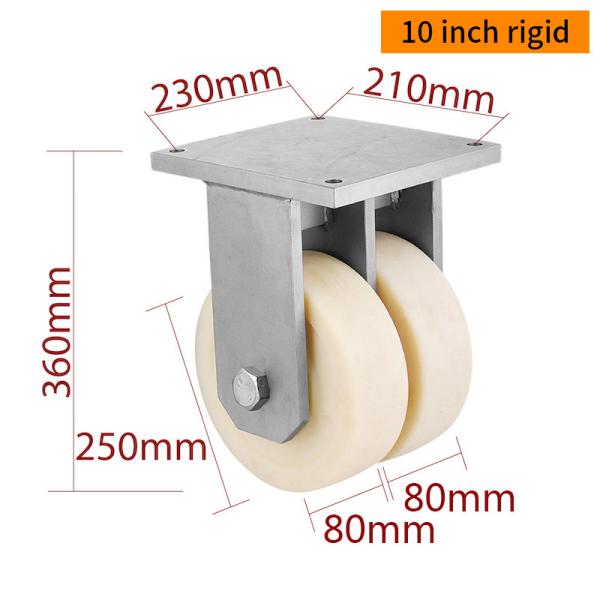 Quality EDL 10 Inch 5000kg Ultra Heavy Duty Dual Wheel MC Nylon Caster Plate Rigid Swivel Type 9510-26 for sale