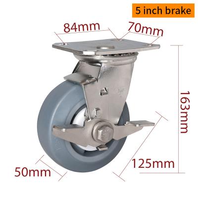 Cina EDL 5 pollici di acciaio inossidabile Caster Heavy Duty con resistente TPE ruota carico 300Kg S715P-55 in vendita