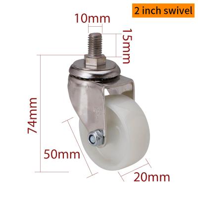 China EDL Stainless Steel Mini 2'' Threaded PA Caster Wheel with 45kg Load Capacity for sale