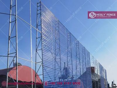 China Wind & Dust Suppressing Fence Wall, 10m height, Steel Corrugated Perforated Metal Panels, Powder Coated RAL 5005 blue for sale