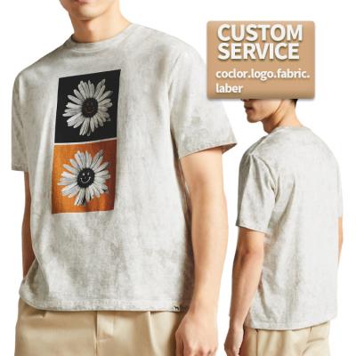 China 64 breathable. The Smiley Flower Print Men's T-shirt for sale