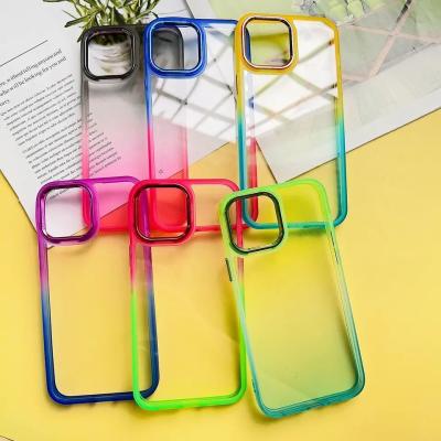 China Wholesale high quality electroplate frame Gradient case shockproof fashion soft clear phone case For iPhone 14 Pro Max 1 for sale