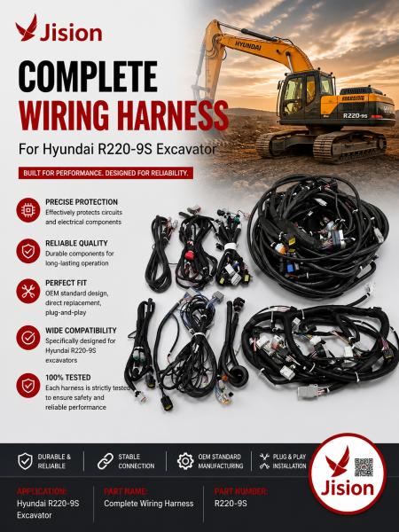 Quality HYUNDAI R220LC-9S EXCAVATOR COMPLETE WIRING HARNESS/HYUNDAI WIRE HARNESS/EXCAVATOR WIRE HARNESS for sale